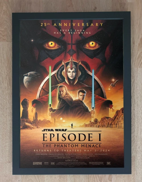 STAR WARS EPISODE 1 The Phantom Menace 25th Anniversary Framed A3 ...