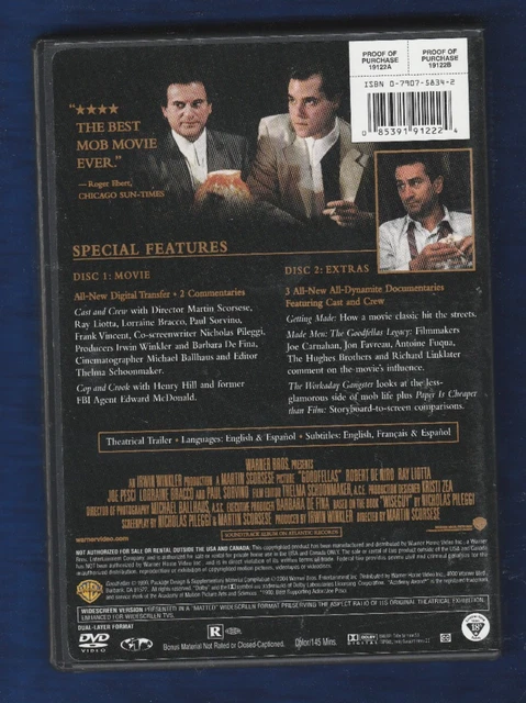 GOODFELLAS TWO-DISC SPECIAL Edition DVD Set $4.99 - PicClick CA