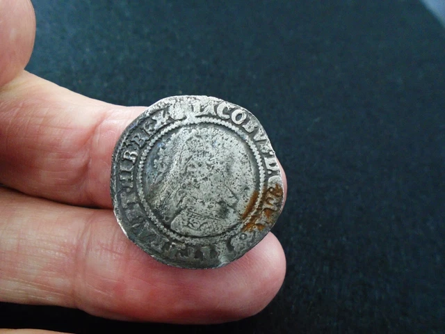 KING JAMES 1ST STUART ,IRISH silver hammered SHILLING IM ROSE WORN ...