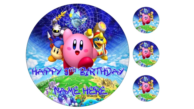 KIRBY PERSONALISED EDIBLE round Cake Topper WAFER ICING £4.25 - PicClick UK