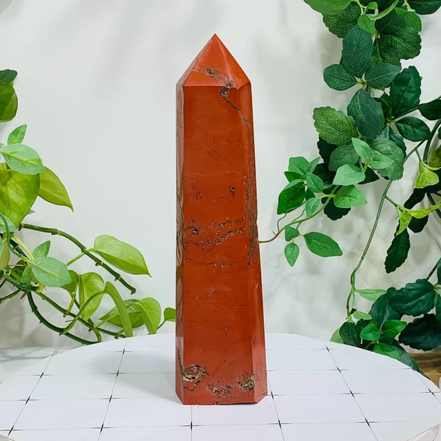 1544G NATURAL RED Jasper Quartz Obelisk Crystal Wand Point Reiki ...