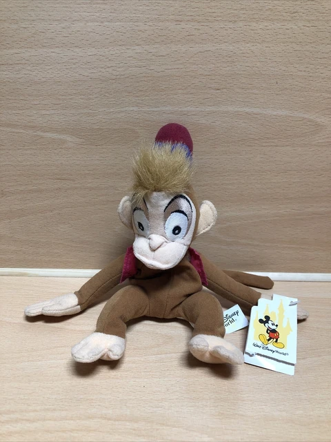 DISNEY WORLD ABU Monkey 10” Plush Soft Toy Bean Bag Aladdin Rare Disney ...