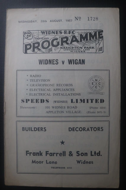 WIDNES V WIGAN 1957-1958 Northern Rugby League programme £3.81 ...