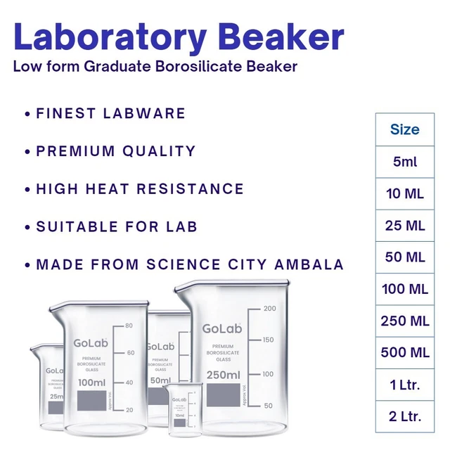 LABORATORY CALIBRATED BOROSILICATE Glass Beaker with Graduation Mark ...