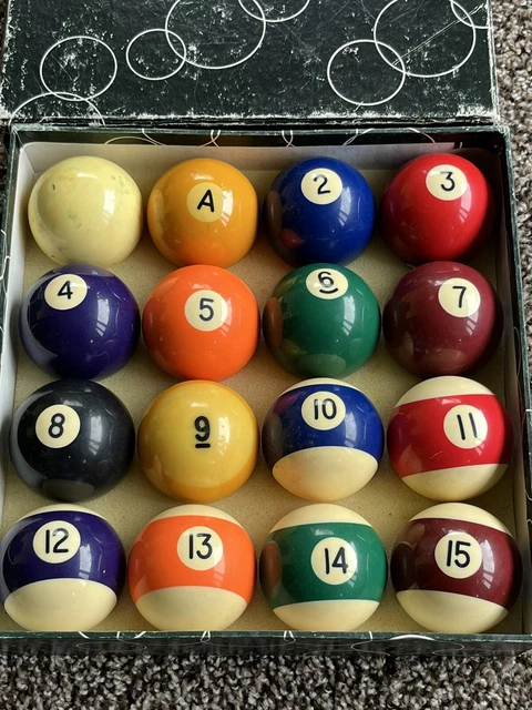 VINTAGE PINNACLE? POOL Balls Complete Set, Cue Ball & Balls 1-15 WITH ...