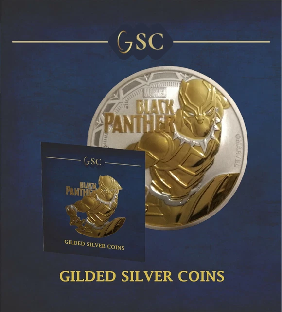 PANTHÈRE NOIRE EN argent 2018, édition de pièces de monnaie dorées de 1Oz... EUR 195,79 ...