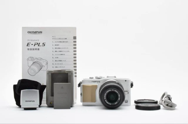 OLYMPUS PEN LITE E-PL5 White 16.1MP Mirrorless Digital Camera w/14-42mm ...