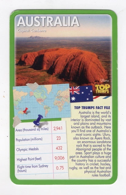 TOP TRUMPS CARD. Countries of the World Australia, Uluru $4.99 ...