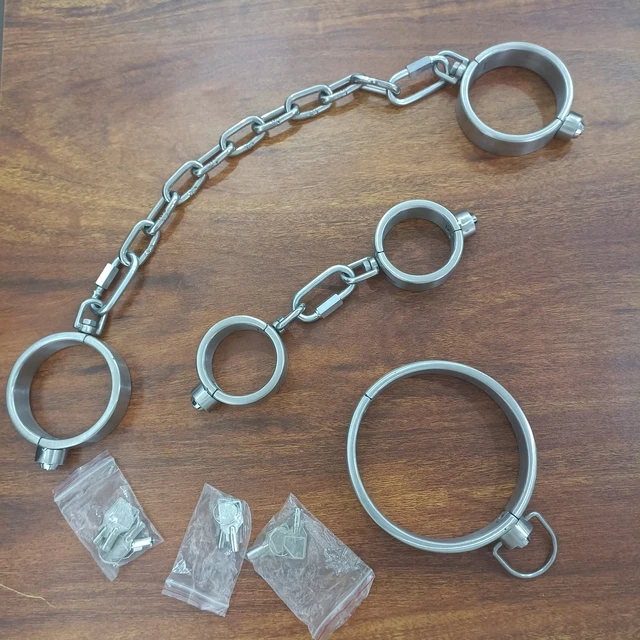 PRESS LOCK HEAVY Duty 304 Stainless Steel Bondage Collar Wrist ...