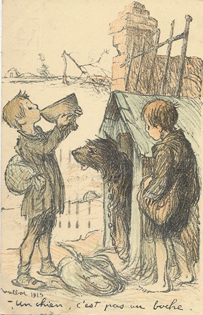 CPA ILLUSTRATEUR FRANCISQUE POULBOT/Un chien, c'est pas un boche/ 1916 ...