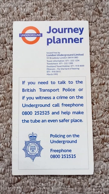 MARCH 1992 LONDON Underground Pocket Map Tube Map British Transport ...