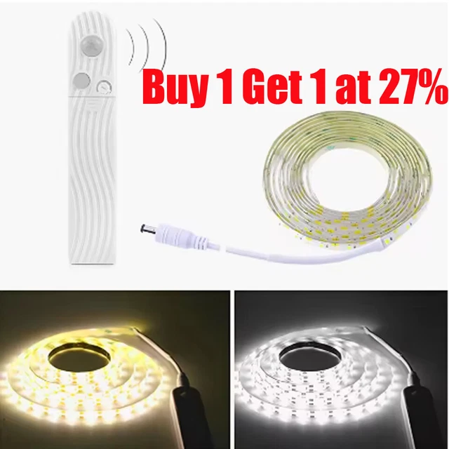 PIR MOTION SENSOR LED Strip Light Battery Powered Stair Closet Cabinet ...