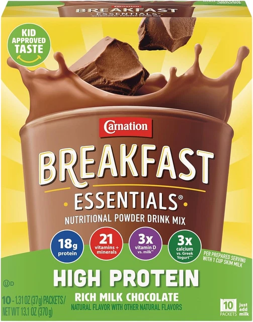 CARNATION BREAKFAST ESSENTIALS High Protein, Various Flavours (1 box ...