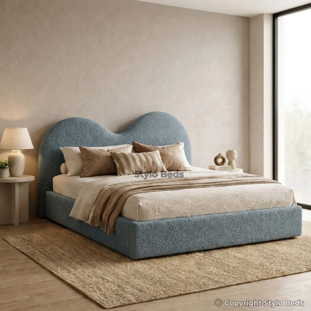 LUXURY TEDDY BOUCLE Bed Frame Designer Upholstered Modern Bedroom Bed ...