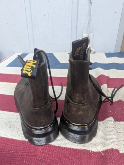 DR. MARTENS MEN'S Brown Combs Leather Lace-Up Combat Boots Round Toe US ...