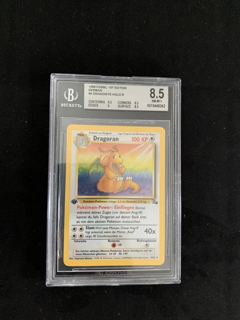 POKEMON KARTE FOSSIL 4/62 Dragoran Dragonite 1. Edition Holo BGS 8,5 NM ...