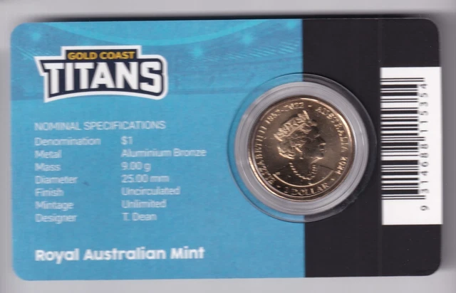 AUSTRALIAN: 2024 $1 Nrl Rugby Gold Coast Titans Unc Coin On Card ...