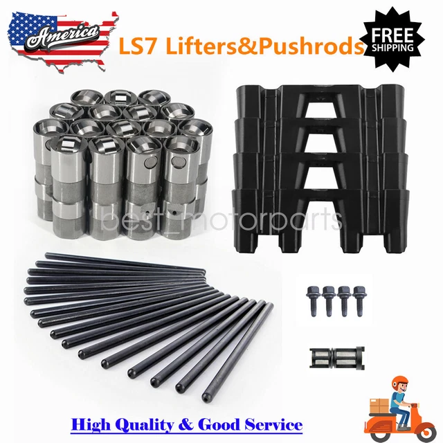 SET FOR GM LS7 Lifters & Trays & Pushrods For Chevy GMC LS/LQ 4.8 5.3 6 ...