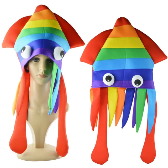 RAINBOW SQUID HAT Funny and Crazy Party Hats Sea Animal Hat Octopus Headdress $26.05 - PicClick AU