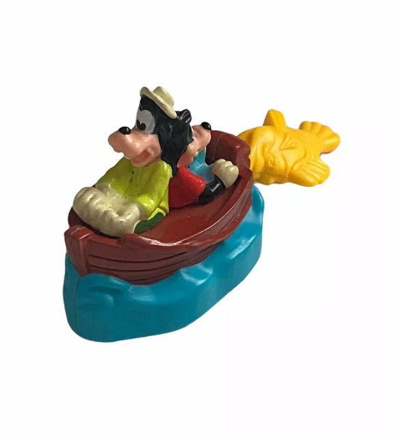 VTG GOOF TROOP Boat Goofy Max Gone Fishing Wind-up Toy Pull Fish Figure ...
