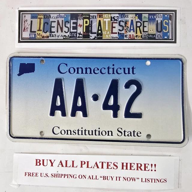 CONNECTICUT VANITY LICENSE Plate 🔥Free📬🔥 Aa 42 ~ Personalized Ct Tag ...