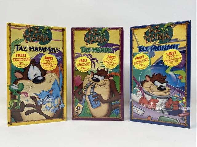 TAZ MANIA VHS LOT 3 Sealed Watermark Tasmanian Devil WB 90s Temporary ...