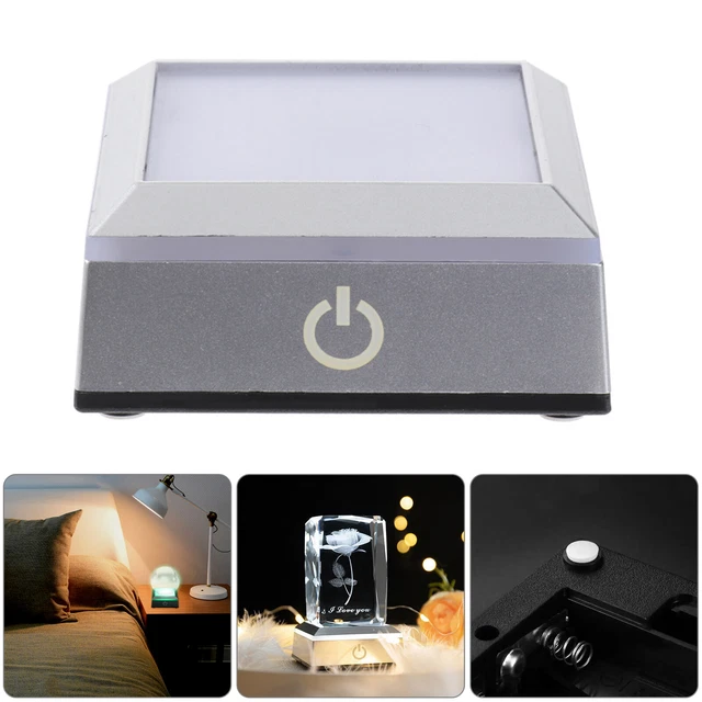 LED COLORFUL CRYSTAL Light Base Electric Battery Display Stand Square ...