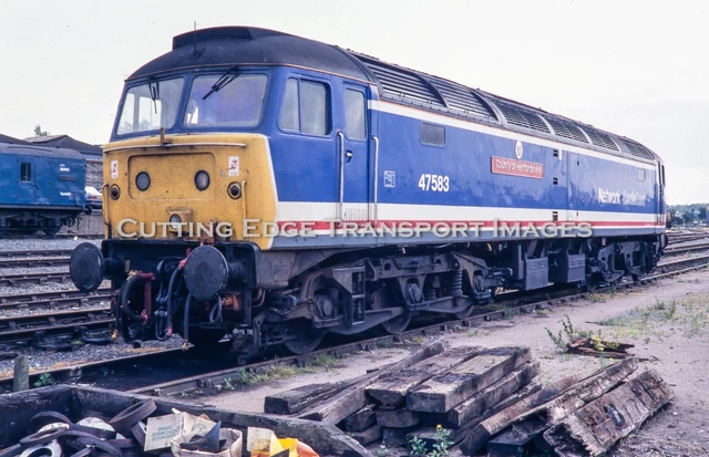 ORIGINAL RAILWAY SLIDE: Class 47 Diesel 47583 at Norwich 1991 D-578 £3. ...