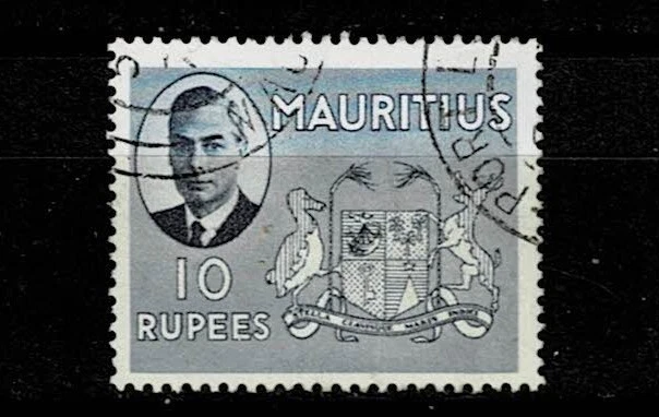 MAURITIUS 1950 10R BLUE USED £9.00 - PicClick UK