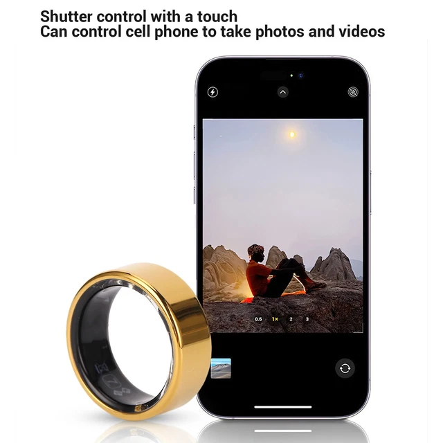 SMART RING FITNESS Tracker Gold Thin Lightweight IP68 Water Proof ...