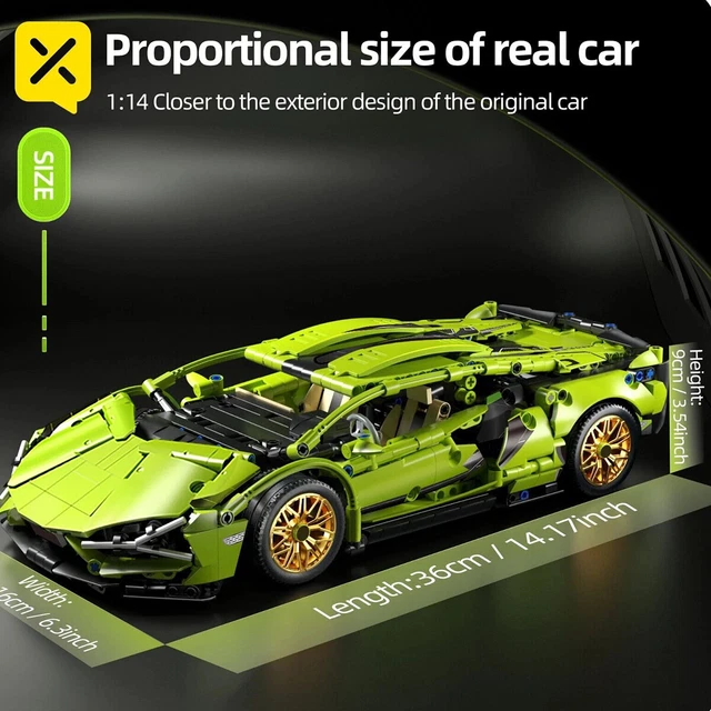 LAMBORGHINI BUILDING BLOCKS Technic Race Car Block Set Gold Plated New ...