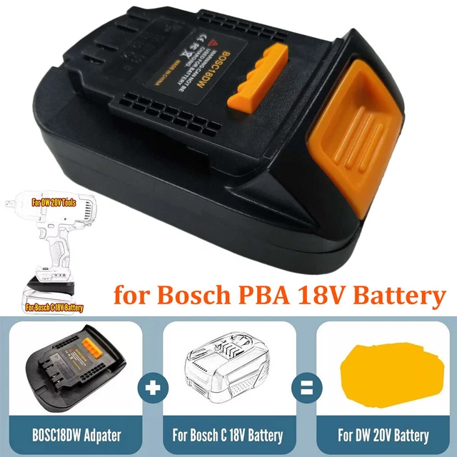 BATTERY ADAPTER CONVERTER For Bosch PBA 18V Li-Ion to for Dewalt 18 V ...