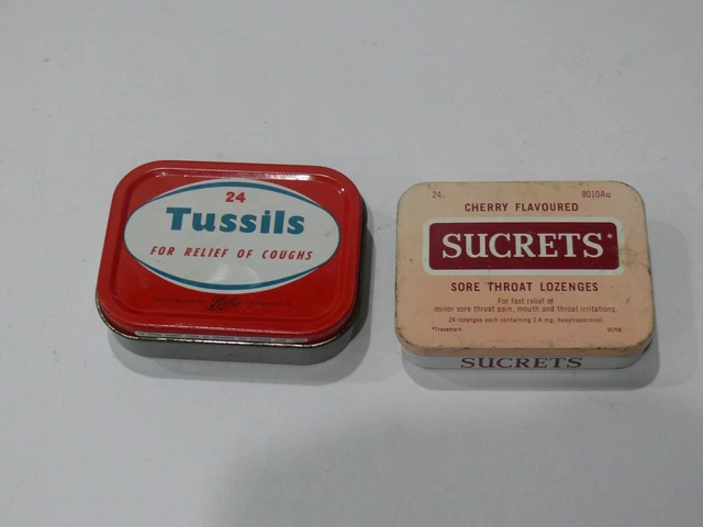 2 VINTAGE AUSTRALIAN Lozenges Tins Sucrets And Tussils. $25.00 ...