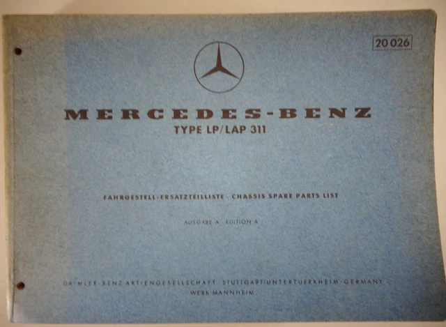 PARTS CATALOG/SPARE PARTS List Mercedes Benz Type LP 311 / Lap 311 ...