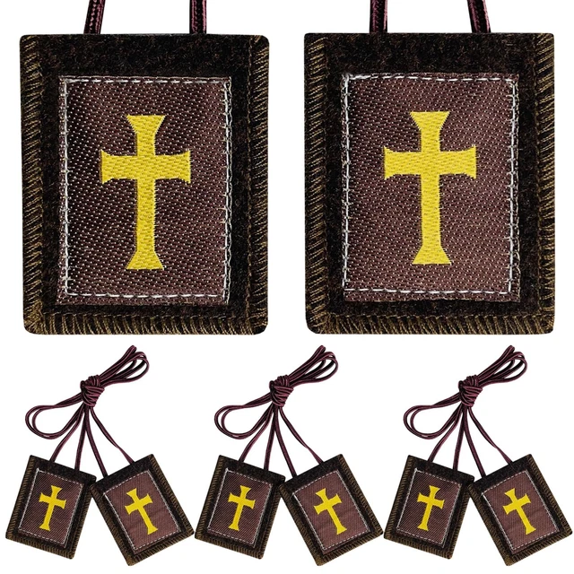 SCAPULARS CATHOLIC 3 Pack Bulk Brown Scapular Escapularios Catolicos ...
