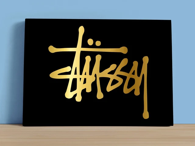 RARE STUSSY SHOP Display Sign **Printed On Thick Gold Mirrored Metal ...