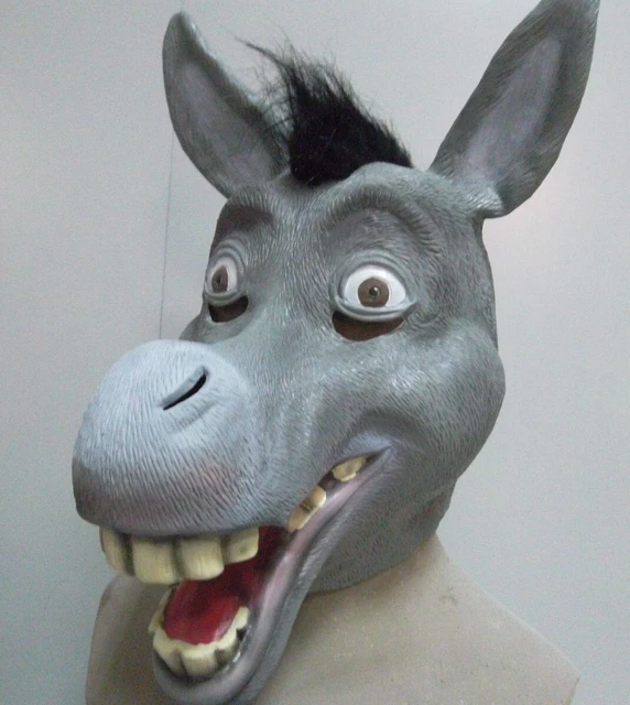 ANIMATED DONKEY MASK Cartoon Latex Adult Full Head Suitable for Shrek ...