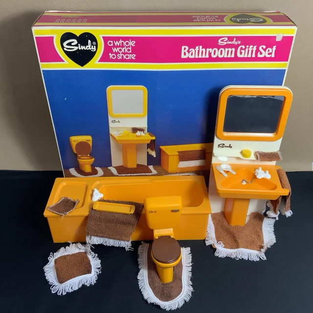 VINTAGE SINDY DOLL Bathroom Gift Set Bath Sink Toilet Pedigree Toys ...