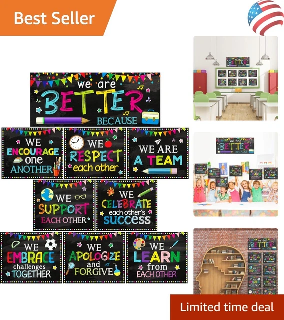INSPIRATIONAL CLASSROOM DECORATIONS Bulletin Board Poster Set - 10 ...
