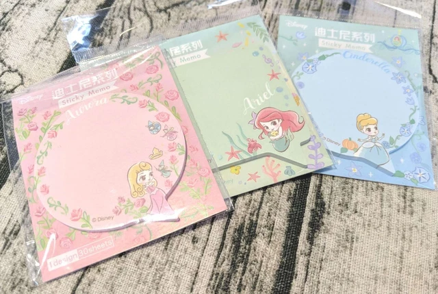 DISNEY PRINCESS POOH Alice Ariel Snow White Sticky Memo Pads Note ...
