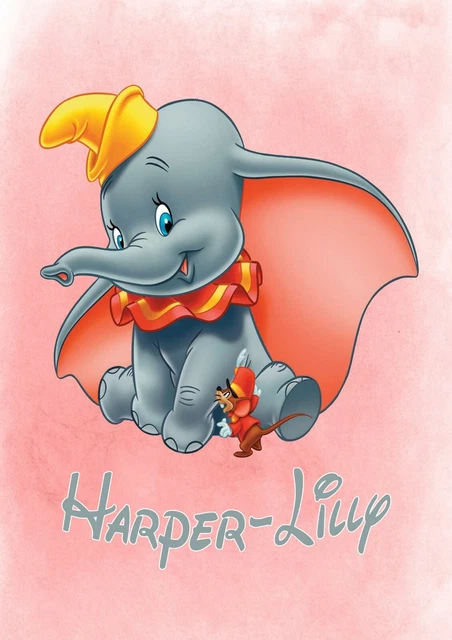 PERSONALISED DUMBO DISNEY NAME Print Girl Wall Birthday Present Girl A4 ...
