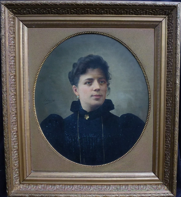 CHARLES COUSIN PORTRAIT de Femme Ecole Française XIXème siècle Huile ...