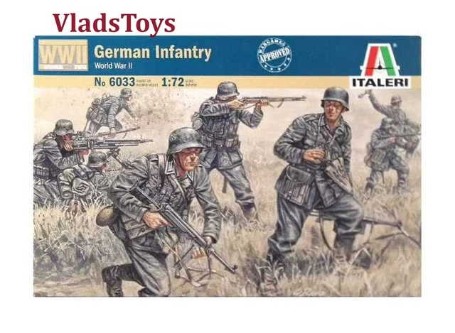 ITALERI PLASTIC MODEL kit 1/72 Scale 50 German Infantry WWII 6033 EUR ...