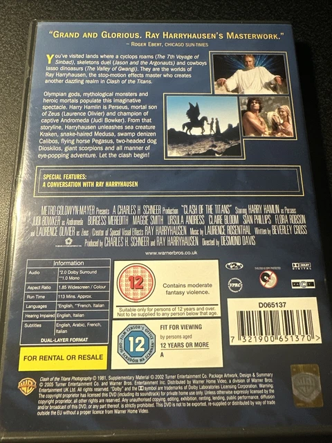 CLASH OF THE Titans (DVD, 2005) Harry Hamlin, Judi Bowker, Maggie Smith ...