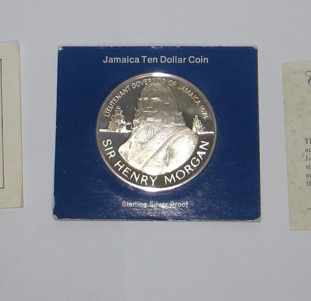 1974 JAMAICA $10 Ten Dollar Sterling Silver Proof Coin with COA Sir ...