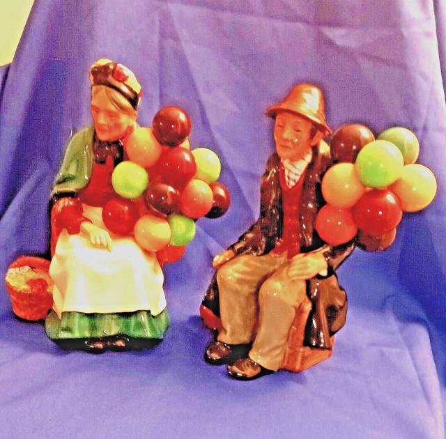 (2) ROYAL DOULTON Figurines Old Balloon Seller HN1315 & The Balloon Man ...