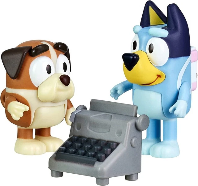BLUEY SCHOOL FRIENDS Bluey & Winton with Typewriter Figurines 2 Pack ...
