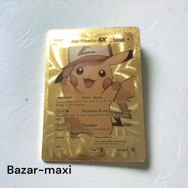 CARTA POKÈMON ASH PIKACHU EX energia lampo basic gold inglese EUR 8,00 ...