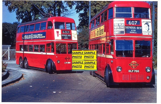 LONDON TRANSPORT COLOUR Bus Photograph-Trolleybus 1730+1860 Route 607 £ ...