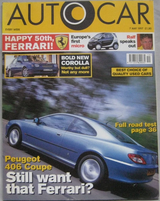 AUTOCAR MAGAZINE 7 May 1997 featuring Ferrari, Peugeot Coupe road test ...